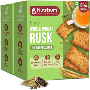 nutrisum Premium Whole Wheat Rusk Elaichi Flavor, High Fiber, Refined ...
