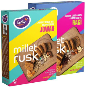 Early Foods Pack of 2 - Ragi Rusk & Jowar Rusk, Ragi flavored Ragi Rusk ...