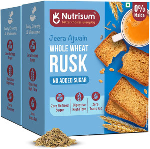 nutrisum Premium Whole Wheat Rusk, High Fiber, Ajwain flavored Jeera ...