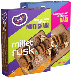 Early Foods Pack of 2 - Ragi Rusk & Multigrain Rusk, Multigrain ...