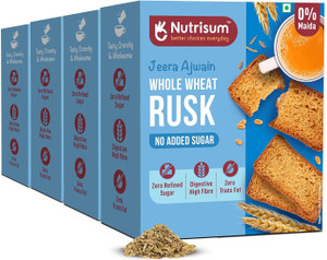 nutrisum Premium Whole Wheat Rusk Jeera & Ajwain Flavour, High Fiber ...