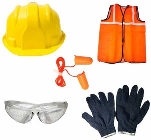 STYLERA Safety Helmet Goggles Reflective Jacket Ear plugs Cotton Hand ...