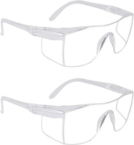 GrahLogy Unisex Plastic White Transparent Goggles/Sunglasses (Pack Of 2 ...