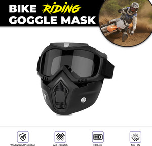 MIKANIX Black Goggle Face Mask Anti Scratch UV Protected Face & Eyewear ...