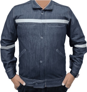 AREEVANZ Industrial Workwear Safety Jeans Jacket with Reflective Tape ...