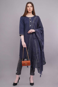 Shifa Textiles Striped Kurta, Trouser/Pant & Dupatta Set - Buy Shifa ...