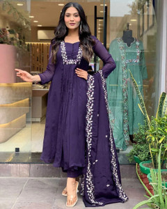 Sangariya Embroidered Anarkali Kurta, Bottom & Dupatta Set - Buy ...