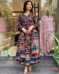 Tylissa Floral Print Anarkali Kurta, Bottom & Dupatta Set - Buy Tylissa ...