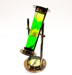 forest craft Revolving Green Liquid White Sand Timer 9" with Compass ...