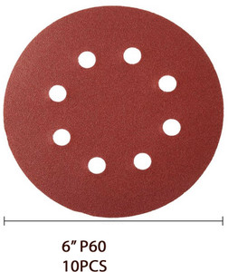 MALFAH ENTERPRISES SANDING DISC PAPER 6" P60 GRIT ABRASIVE EMERY SAND ...