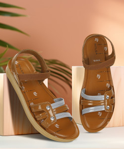 Paragon K7015L Women's Velcro Tan Sandals|Durable, Lighweight Dailywear ...