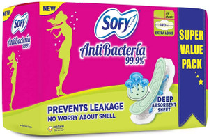 SOFY Antibacterial Sanitary Pads, Extra Long Super Value Pack Of 30 ...