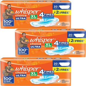 Whisper Choice ultra XL 20+20+20Pad pk of 3 Sanitary Pad | Buy Women ...