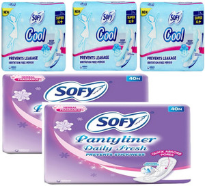 SOFY COOL XL 7+7+7+40+ 40 N DIALY FRESH PANTYLINER PADS Sanitary Pad ...