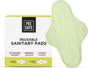 Pee Safe Reusable Sanitary Pads|4N (3 Regular Pads + 1 Overnight Pad ...