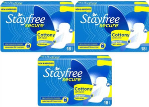 STAYFREE Secure Cottony soft cover Regular - 18+18+18 Pads Sanitary Pad ...