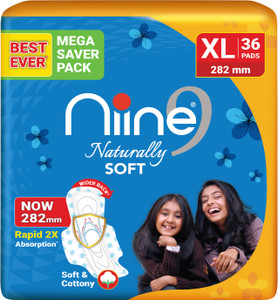 niine Naturally Soft XL Pad With Anti Leak Flow, Extra Soft and Cotton ...