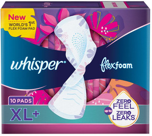 Whisper Flexfoam, XL+ Sanitary Pads, Upto Zero Feel Zero Leaks, World's ...