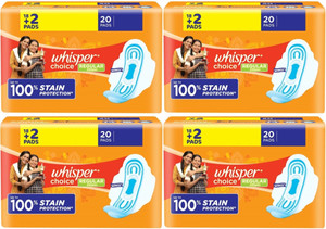 Whisper choice REGULAR wings ( 20+20+20+20 pads ) pack of 4 Sanitary ...