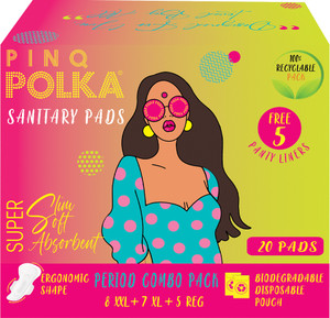 PINQ POLKA Period Combo Pack - Premium Organic Cotton Soft Feel I Ultra ...