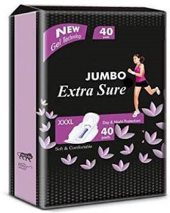 Extra Sure Sanitary Pad Jumbo XXXL Full Size Pack of 40 Sanitary Pad ...