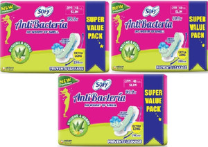 SOFY Anti Bacteria Extra Long XL48 pack of 3,(total 144 pads) Sanitary ...