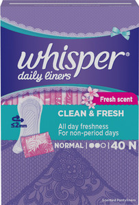 Whisper DAILY LINER, NORMAL LINERS FOR NON PERIOD DAYS Pantyliner | Buy ...