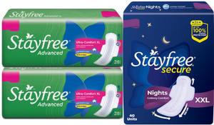STAYFREE Advanced Ultra-Comfort XL 28 (pack of 2)+ Secure Nights XXL 40 ...