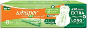 Whisper Choice Alovera Extra Long - 6 Pads Sanitary Pad | Buy Women ...