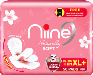 niine Naturally Soft Ultra Thin XL+ Napkin With 3 Layer Shield for ...