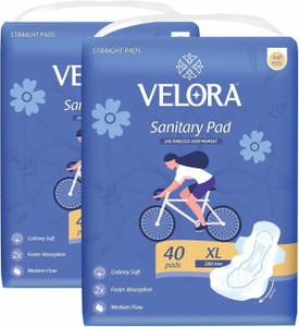 VELORA Soft Feel-Rash Free 80 Pads XL Size Straight Sanitary Pads (40 ...