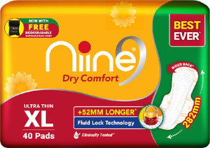 niine Dry Comfort Ultra Thin XL Sanitary Pads, Fluid Lock Gel ...
