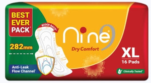 nine Dry Comfort Extra Long XL-18 -Sanitary pads Piece 18 Sanitary Pad ...