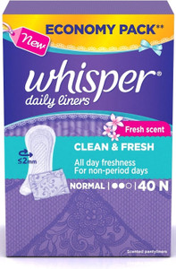 Whisper Clean and Fresh Daily Liners (Normal) 40 Sanitary pads for ...