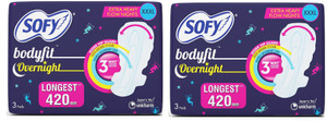 SOFY Sanitary Pads - Body Fit Overnight XXXL (420 mm), 3 + 3pcs Pouch ...