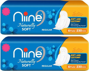 nine Naturally Soft Regular 230 mm - 6+6 Pads Sanitary Pad | Buy Women ...
