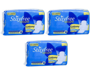 STAYFREE Secure Regular Cottony Soft Cover Sanitary Pads For Women With ...