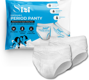 SIZI White Sanitary Disposable Period Panty for Regular Flow & Heavy ...