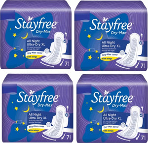 STAYFREE Dry-Max All Night Ultra-Dry Max Cover XL - 7+7+7+7 Pads ...
