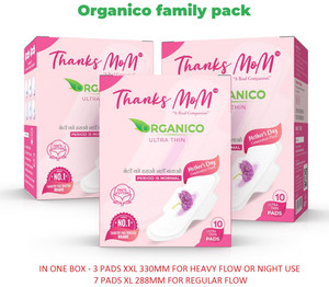Thanks mom Organico ultra thin soft cotton anti rash XXL pads combo of ...