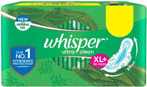 Whisper Ultra Clean XL Plus Sanitary Green (Pack of 30) Sanitary Pad ...
