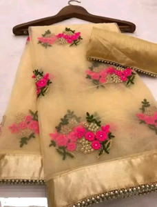 Buy ZARUKHA Embroidered Bollywood Net Cream Sarees Online @ Best Price ...