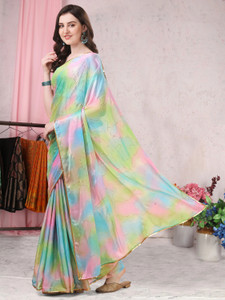 Buy MIRCHI FASHION Printed, Color Block, Embellished Bollywood Chiffon ...