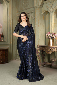 Buy hesika Embellished Daily Wear Art Silk Blue Sarees Online @ Best ...