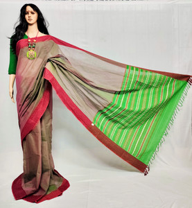 Buy Chhanda Saree Ghar Woven Handloom Cotton Linen Purple, Red, Green ...