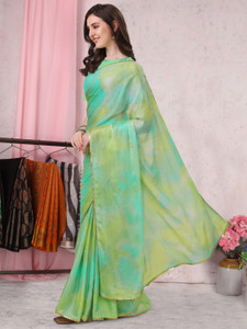 Buy MIRCHI FASHION Printed, Color Block, Embellished Bollywood Chiffon ...