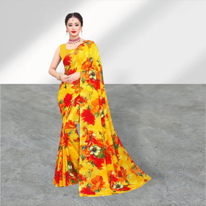 Buy maniya fashion Digital Print Bollywood Georgette Multicolor Sarees ...