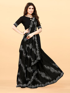 Buy Mahuri Embellished Bollywood Georgette Black Sarees Online @ Best ...