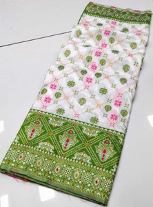 Buy Samridh Sarees Woven Banarasi Silk Blend Green, White Sarees Online ...