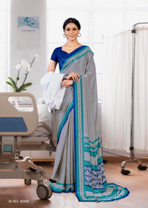 Buy Veer Vision Graphic Print Bollywood Crepe Green, Dark Green Sarees ...